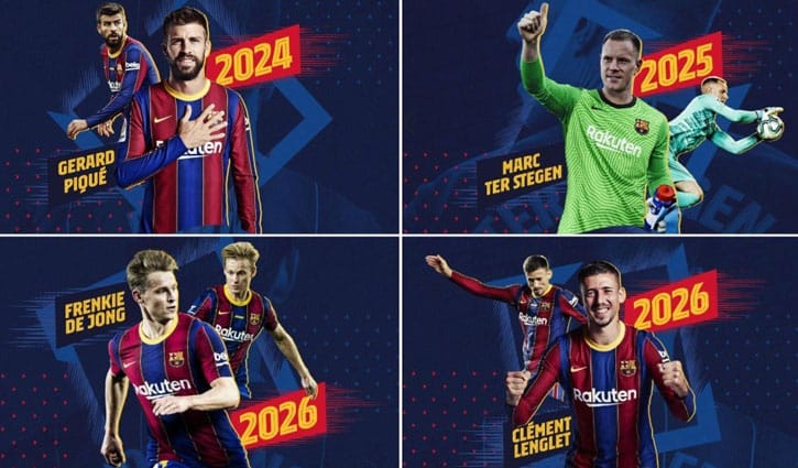 চার খেলোয়াড়ের চুক্তির মেয়াদ বাড়ালো বার্সেলোনা